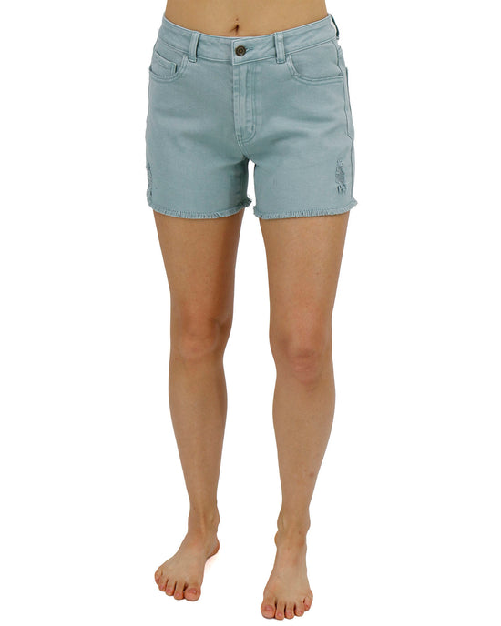 Casual Colored Aqua Denim Shorts - FINAL SALE - Aqua / 16 - Grace and Lace