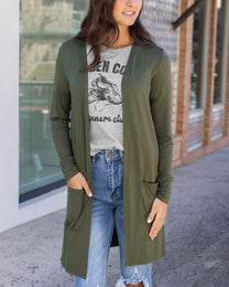 Olive Casual Day Modal Cardigan - Olive / M - Grace and Lace