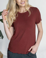 Essential Ribbed Rust Relaxed Fit Tee - Rust / L - Grace and Lace