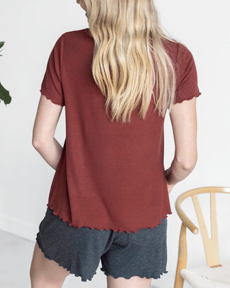 Essential Ribbed Rust Relaxed Fit Tee - Rust / L - Grace and Lace