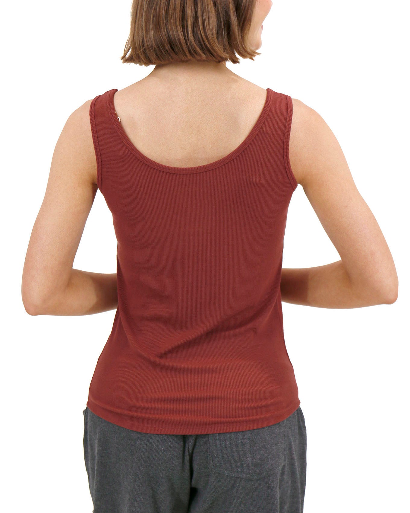 Essential Ribbed Rust Fitted Tank Top - Rust / L - Grace and Lace