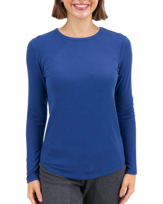 Essential Ribbed Classic Blue Long Sleeve Tee - Classic Blue / S ...