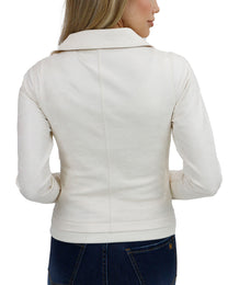 Move Free Leather Like Cream Moto Jacket - Cream / XXL - Grace and Lace