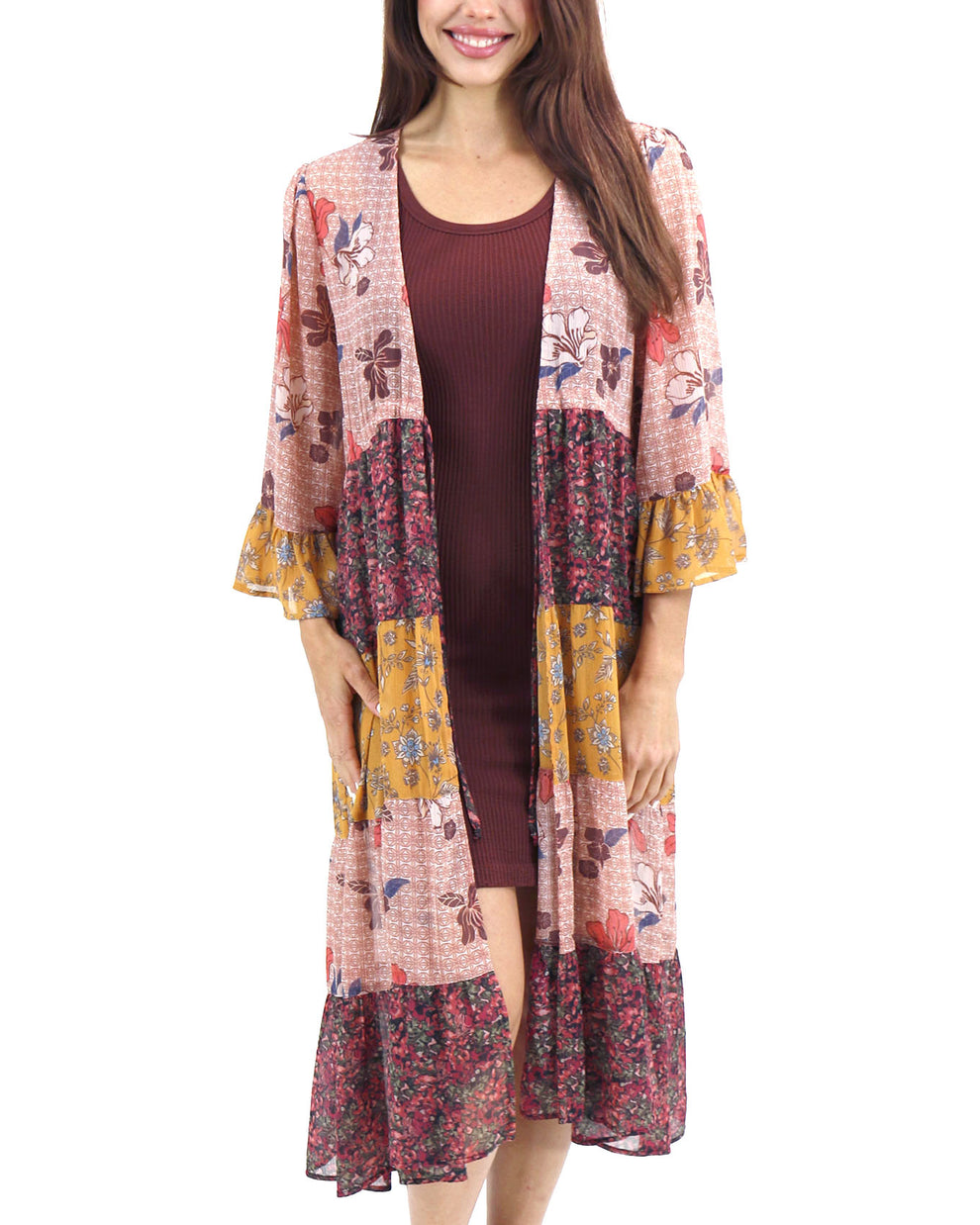 Fall Patchwork Kimono Duster - Grace and Lace