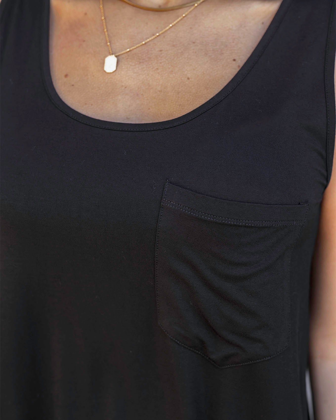 Black Perfect Pocket Scoop Neck Tank - FINAL SALE - Grace and Lace