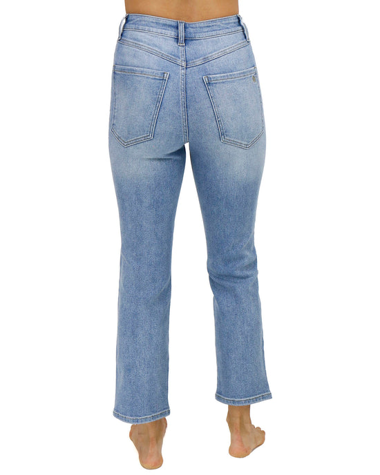 Premium Denim High Waisted Mom Jeans in Non Distressed Mid-Wash - FINA ...
