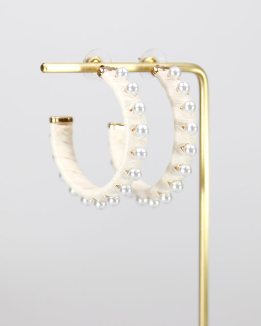 Raffia Pearl Hoops - Grace and Lace
