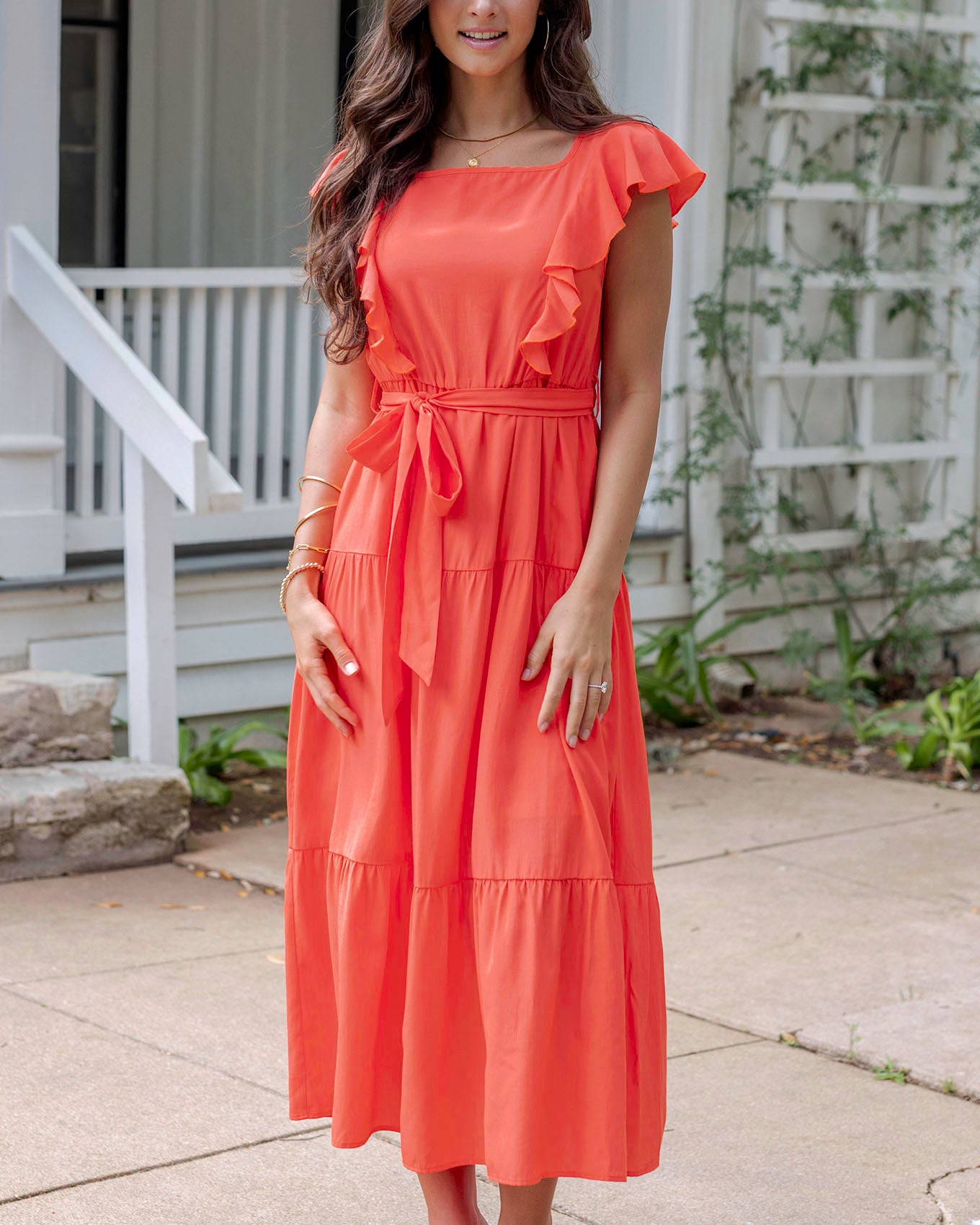 Papaya Ruffle Summer Dress - Grace and Lace