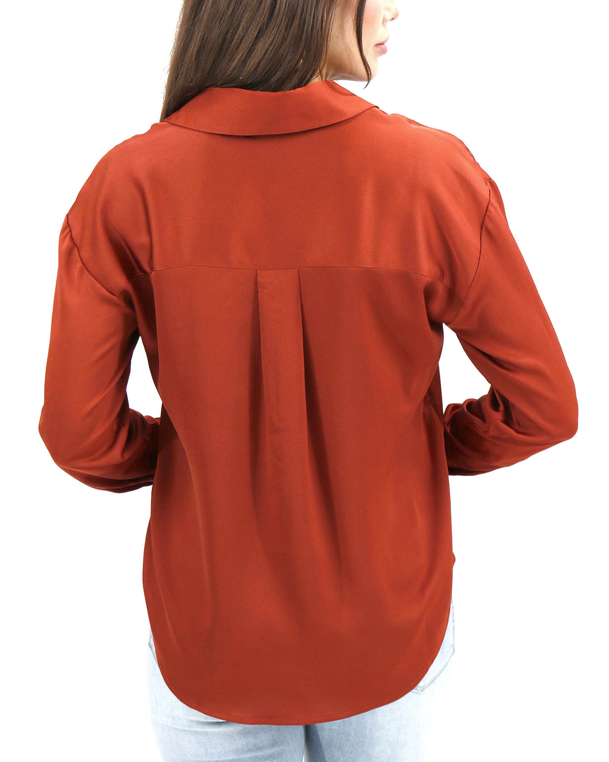 Satin Rust Button Down Top - Rust / XS - Grace and Lace