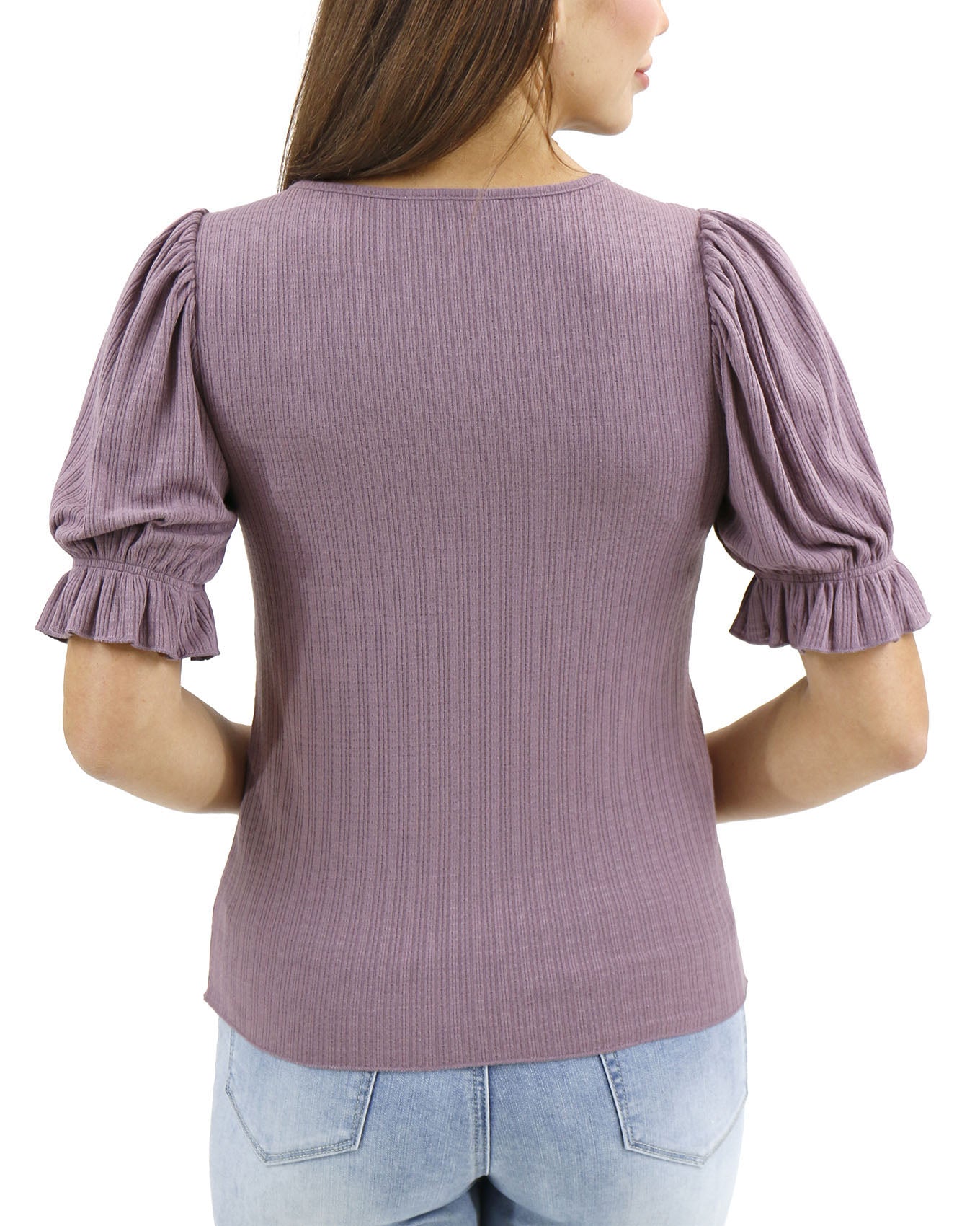 Scoop Neck Puff Mystic Purple Sleeve Top - Mystic Purple / XS - Grace ...