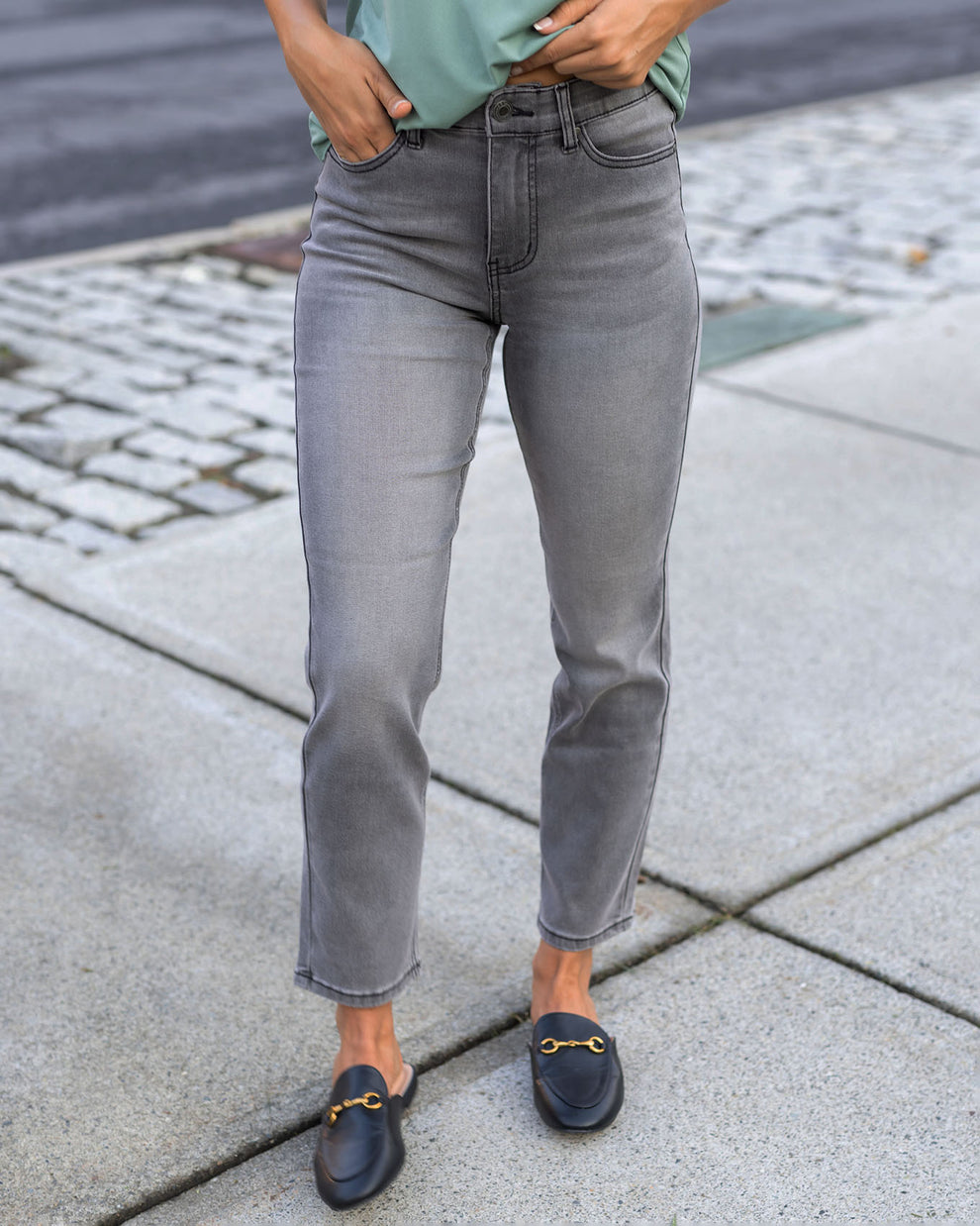 Skinny Straight Leg Waist Shaper Jeans - FINAL SALE - Grey Wash / 0 ...
