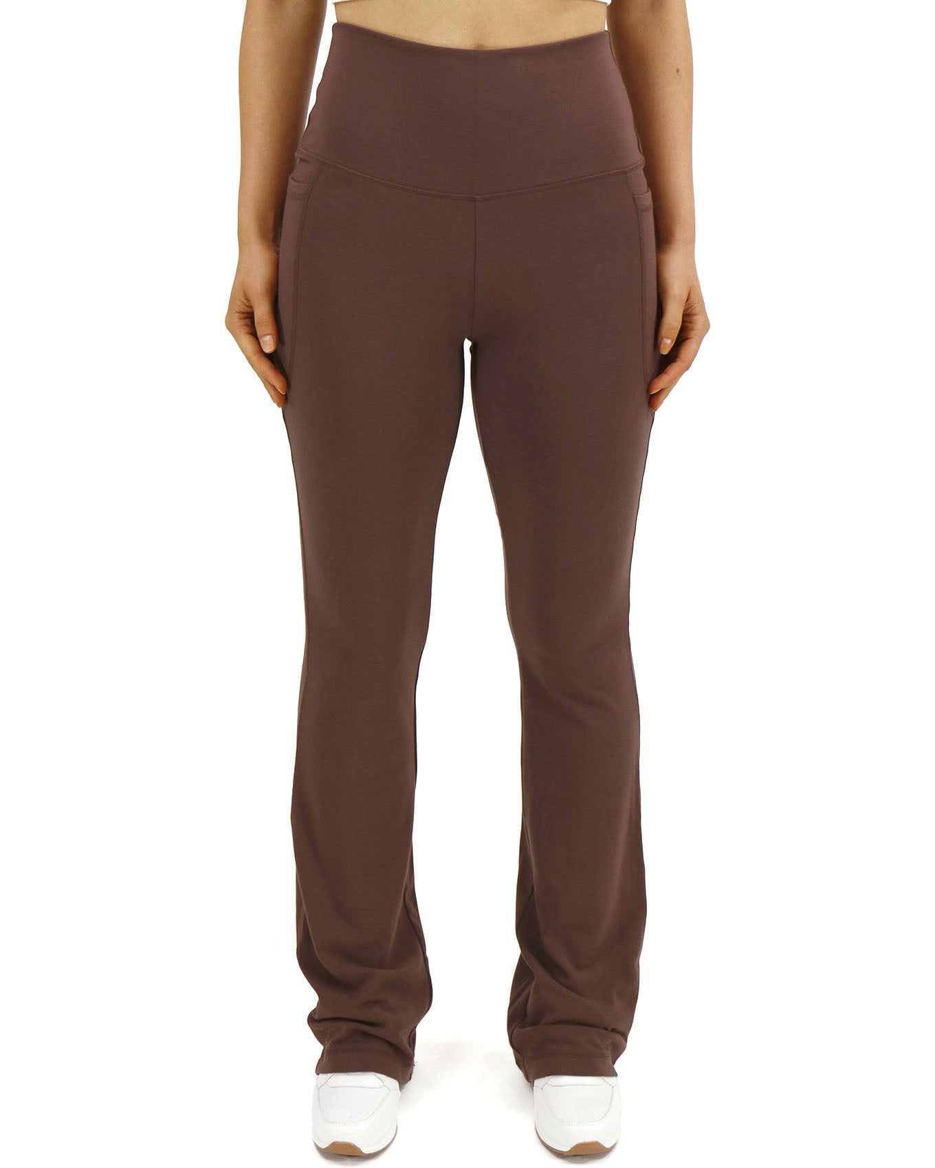 Soft-Stretch Dark Brown Flare Leggings - Dark Brown / XL - Grace and Lace