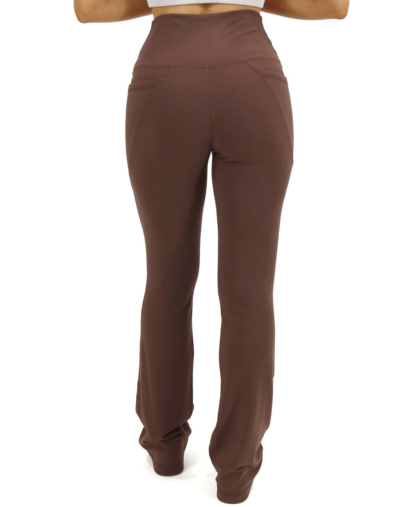 Soft-Stretch Dark Brown Flare Leggings - Dark Brown / XL - Grace and Lace
