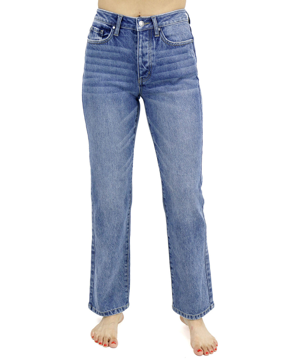 Stretch Mix Non-Distressed Mid-Wash 90's Jeans - Non-Distressed Mid ...