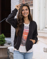 Washed Black Tencel™ Lyocell Baseball Jacket - Washed Black / M - Grace ...