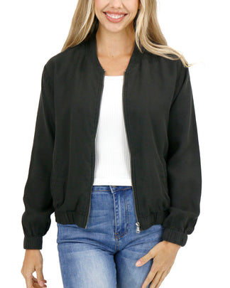 Washed Black Tencel™ Lyocell Baseball Jacket - Washed Black / M - Grace ...