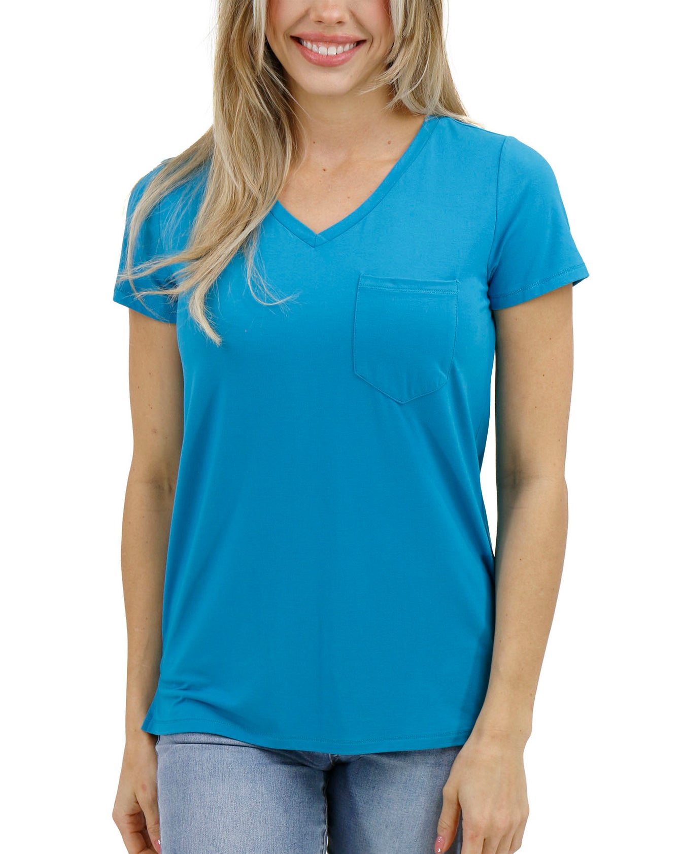 True Fit Perfect Pocket Tee in Teal - Teal / XXS - Grace and Lace