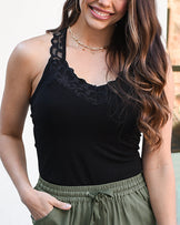 Perfect Fit Racerback Black Lace tank top - Black / One Size - Grace ...